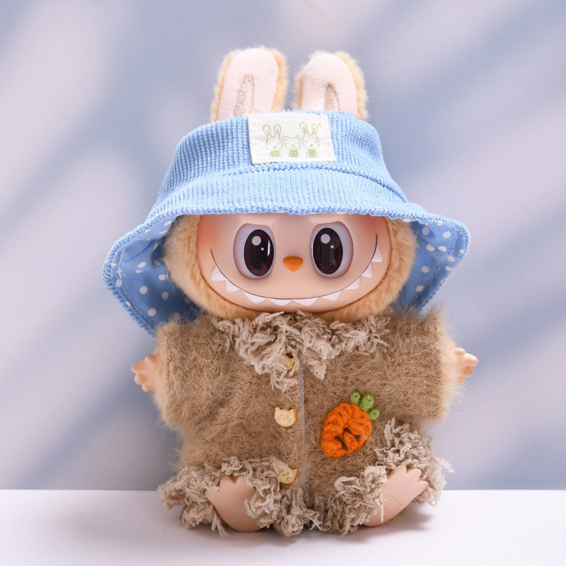 Labubu Clothes, Pink Plush Jacket, Suitable for 17cm labubu macaron ...