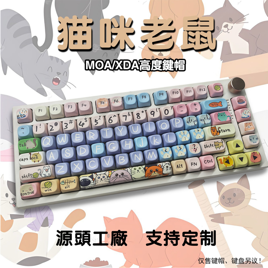 Cat and mouse theme keycaps, XDA/MOA height, full five-sided ...