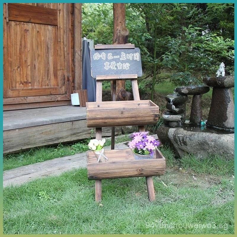 TP Rustic Plant Stand Wood Flower Holder Display Potted Rack Rustic ...