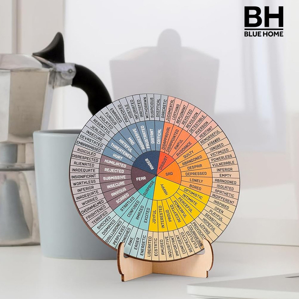 【BH】Wooden Feelings Wheel Decoration with Stand Double Sided Round ...