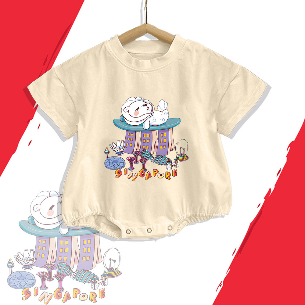 Singapore Merlion Printed Ndp 2025 National Day Baby Bubble Romper ...