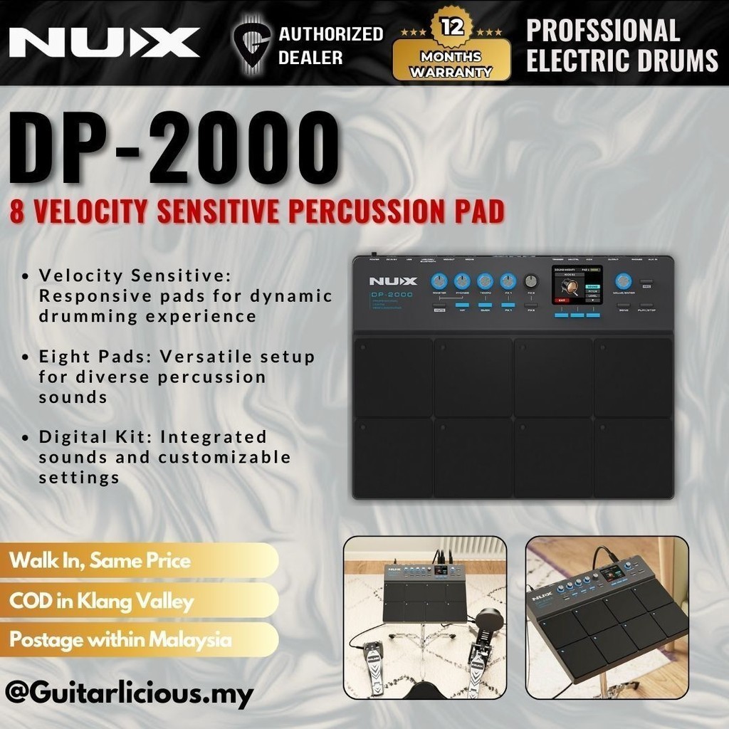 NUX DP-2000 8 Velocity Sensitive Percussion Pad And Digital Drum Kit ...
