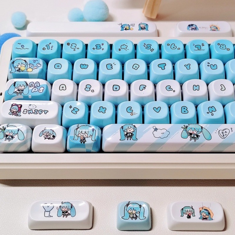 Miku Keycap MOA Profile 130 Keys PBT Dye Sublimation Round Porcelain ...