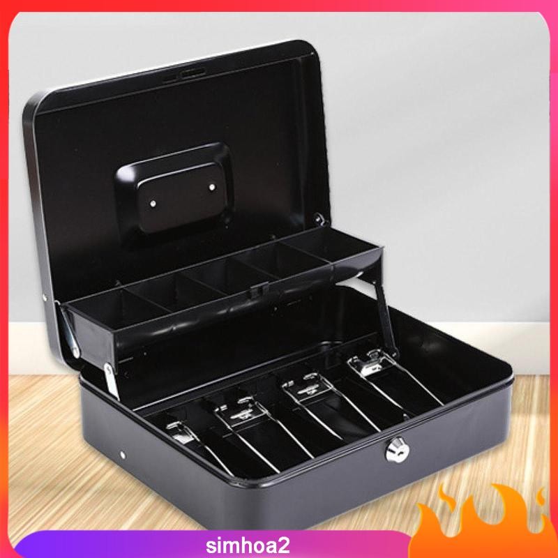 [Simhoa2] Metal Box Money Saving Organizer Box 2 Tier Tray Removable ...