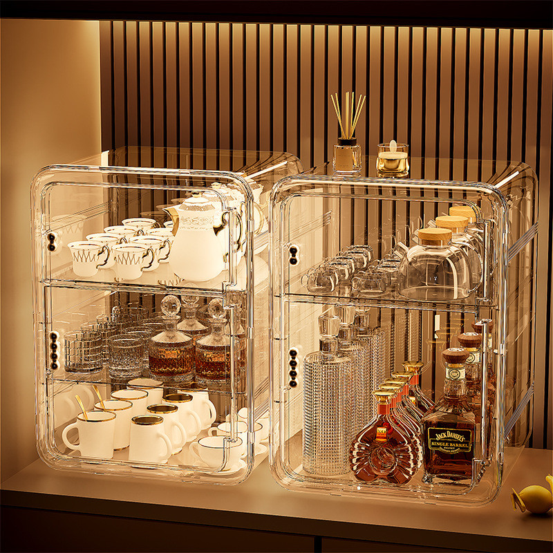 Light Luxury Tea Set Solid Storage Plastic Rack Tea Stand Transparent ...