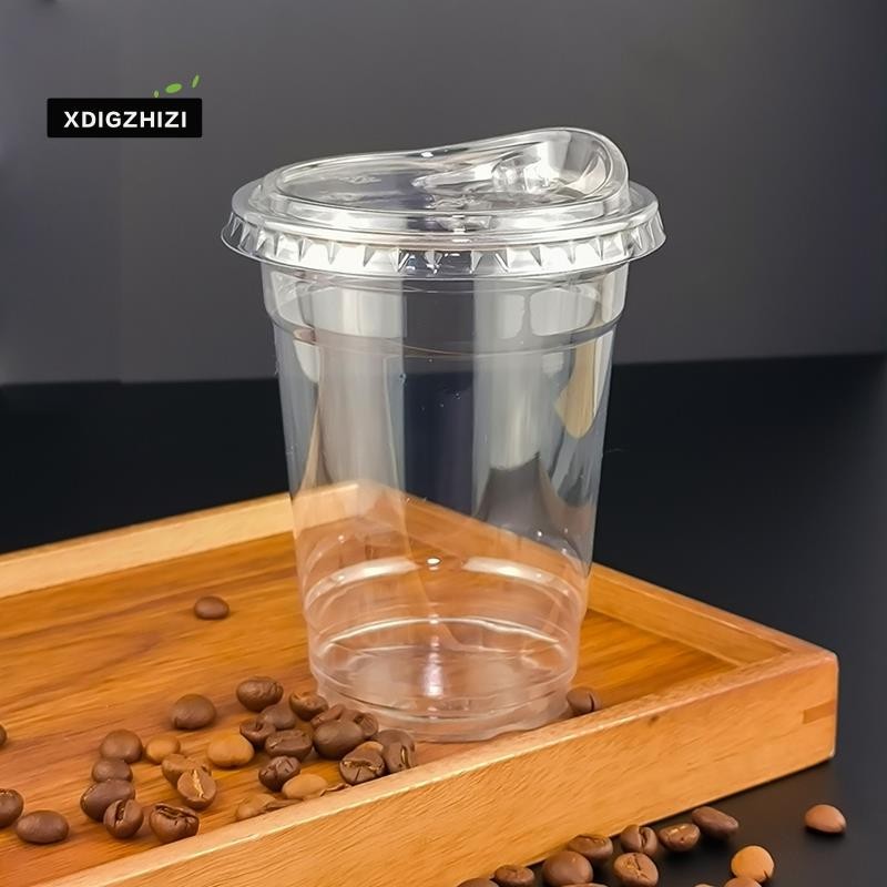 Plastic Cup with Direct Drinking Lid Clear Disposable Cup Tasting ...