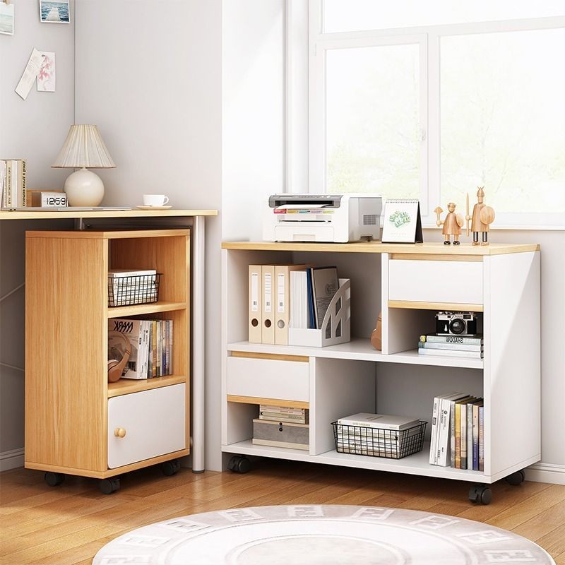 Removable bookshelf with wheels under desk storage cabinet Office floor ...