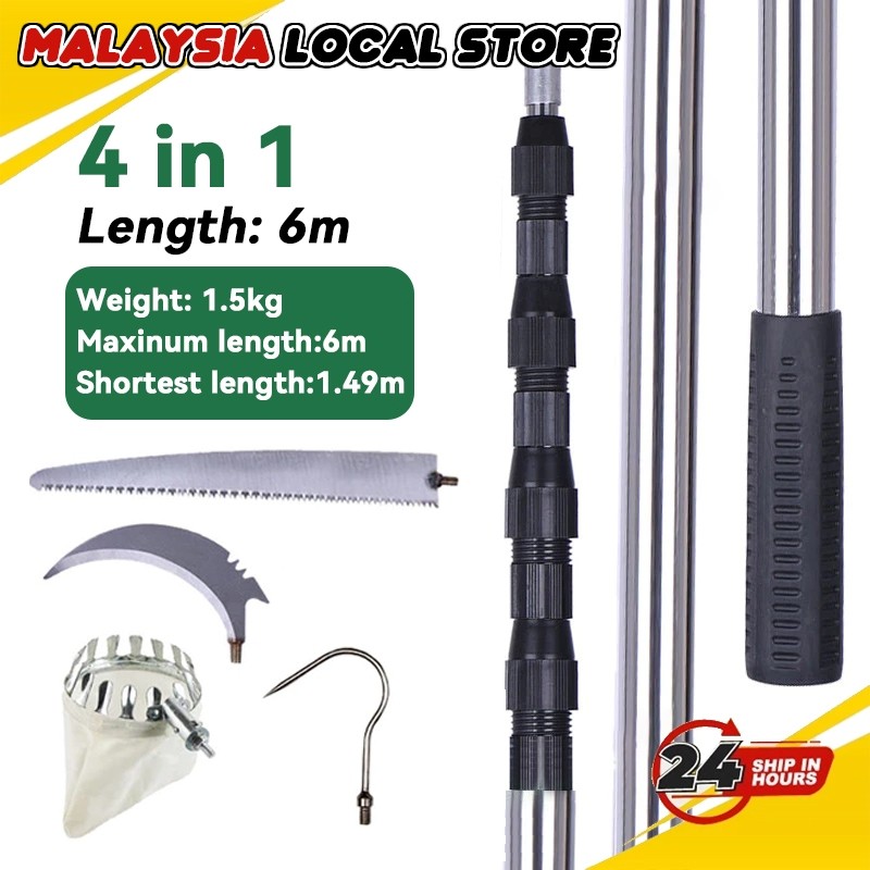 6M Telescopic High Pruning Branch Shear Saw Fruit Picker Tree Cutter ...