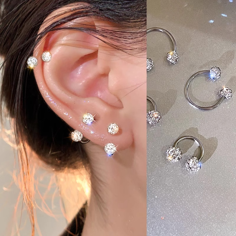 Bling Exquisite S925 Silver Sterling Earrings Ear Studs Ear Bone Nails ...