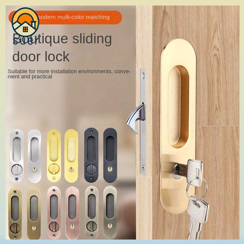SUERHD Door Pull Lock, Zinc Alloy Hidde Sliding Door Lock, Furniture ...
