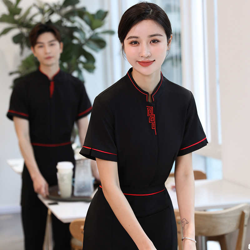 Hedao Hotel Catering Waiter Overalls Short-Sleeved Female Chinese ...