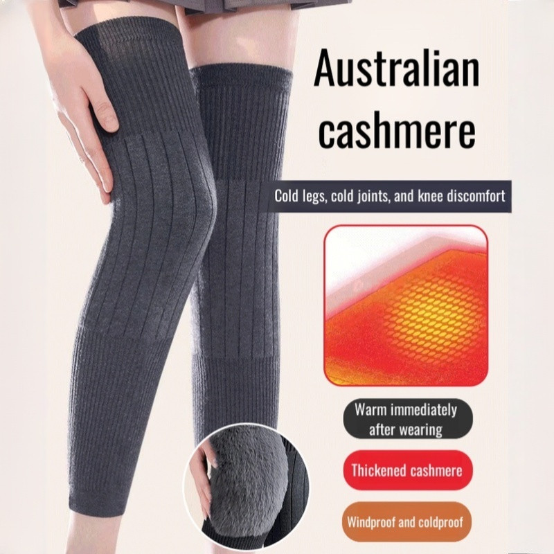 Ship in 24H Extended Warm Cashmere Knee Pads Winter Warm Leg Sleeves ...