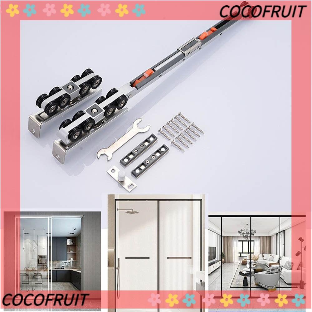 COCOFRUIT Sliding Door Wheel, Metal Wardrobe Rail Track Full Set ...