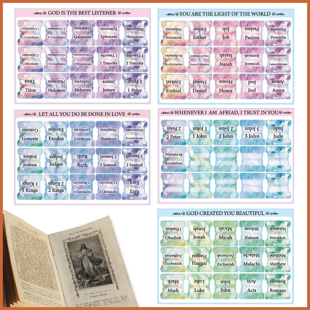 Bible Chapter Tabs Large Print Boho Style Laminated Bible Labels 5 ...