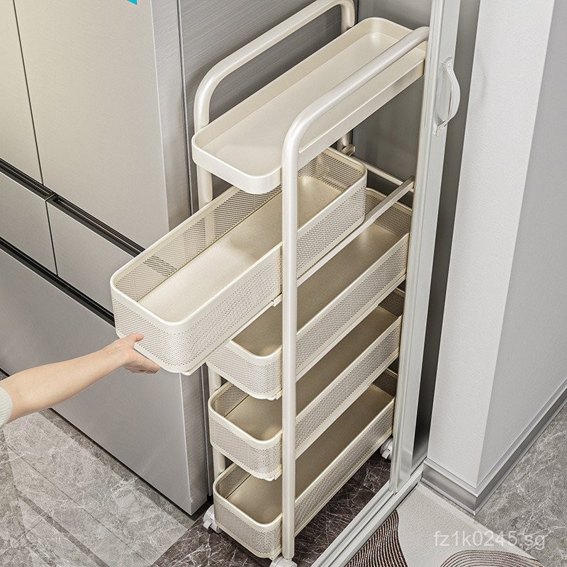 Ultra-Narrow Gap Multi-Layer Floor-Standing Kitchen Utility Cart Pull ...