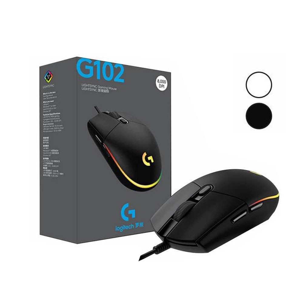 SG Stock G102 Gaming Mouse Optical 8000DP Wired Mouse White Black Mice ...