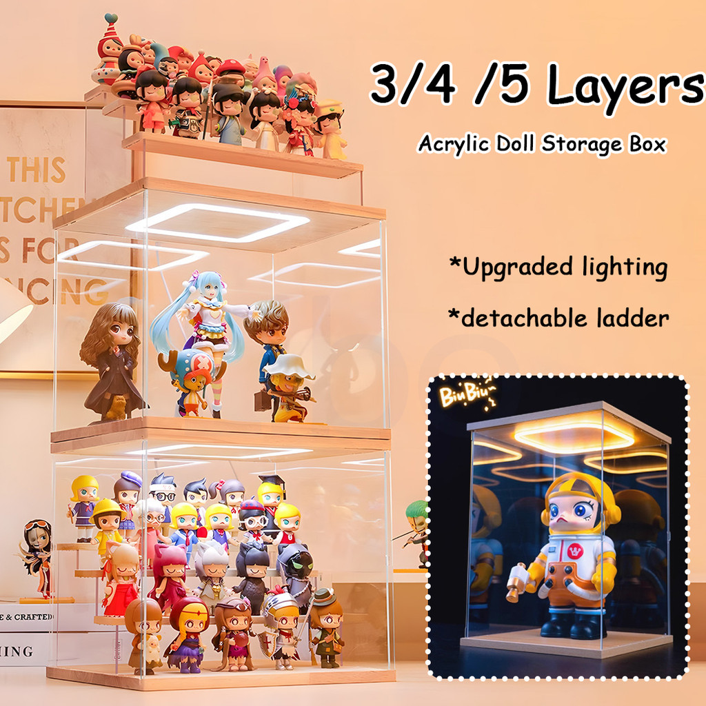 Acrylic Display Box with Ring LED Lights for Action Figure Display Box ...