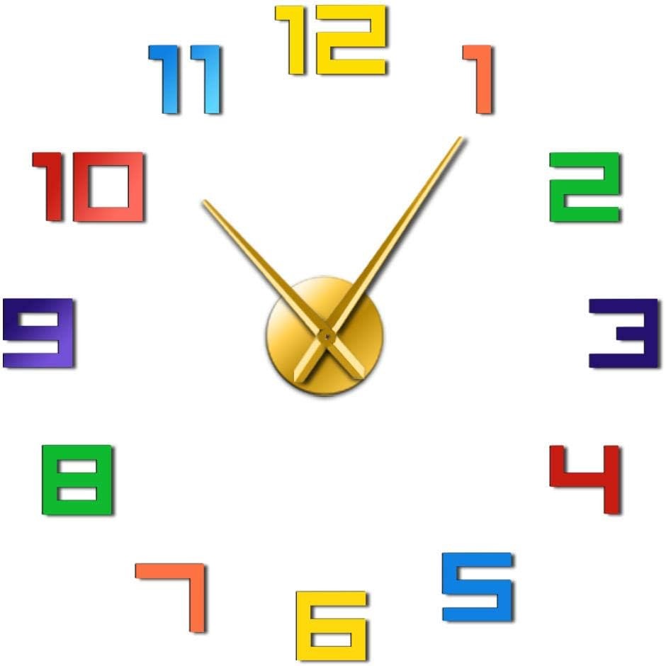 Colorful Numbers Wall Clock Rainbow Colors DIY Giant Wall Clock ...