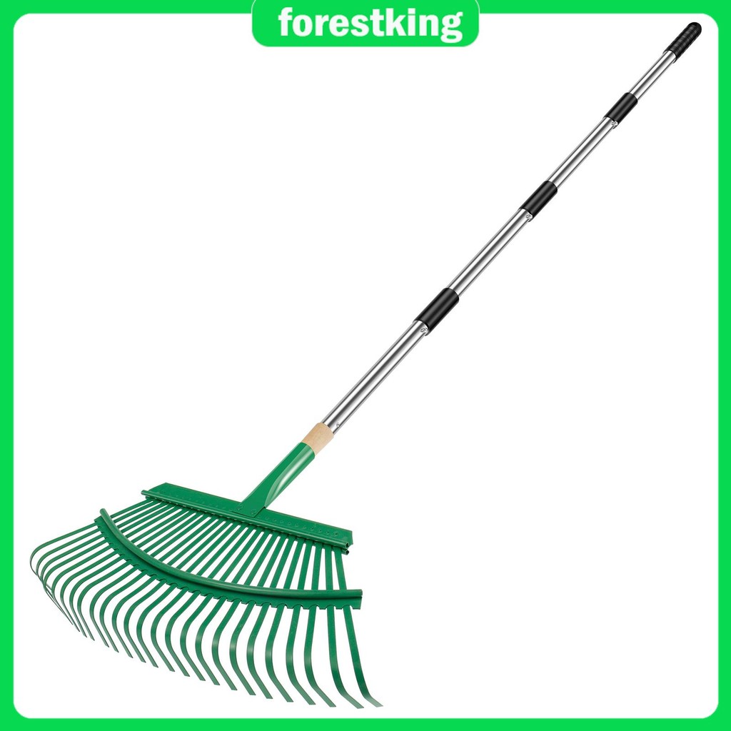 Garden Leaf Rake Metal Thatching Rake Adjustable Yard Thatch Rake 18.8 ...