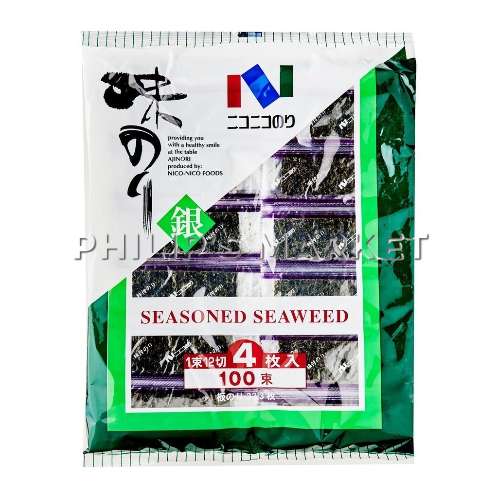 Ajinori Seasoned Japanese Seaweed Snack (100 Packs x 4 Sheets) 90g ...