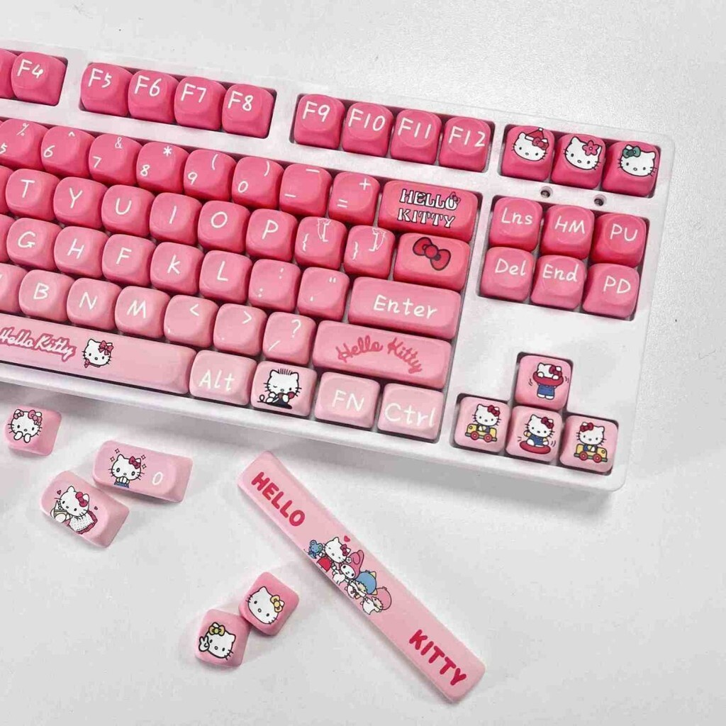 Hello Kitty Keycap MOA Profile 129 Keys PBT Dye Sublimation Round ...