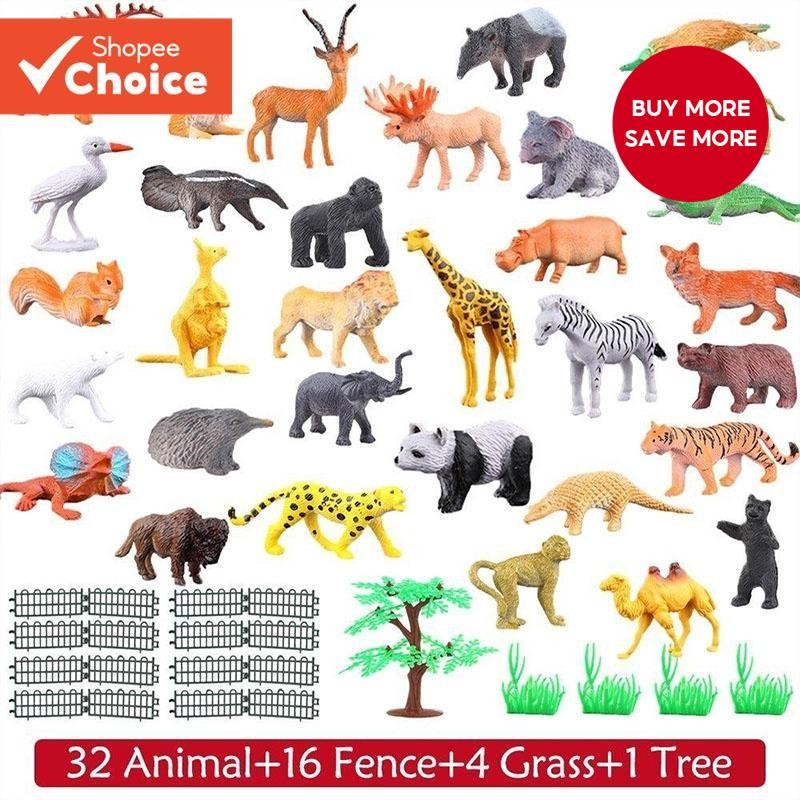 54Pcs Mini Jungle Animal Toys Set - Realistic Wild Plastic Figures For ...