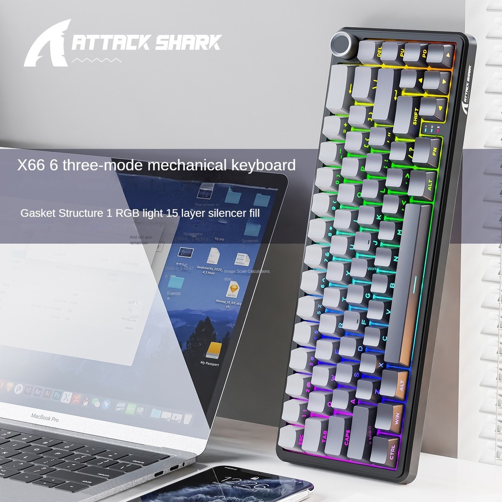 Attack Shark X66 Wireless Mechanical Keyboard Bluetooth RGB Three-Model Customer-Made Electric ...