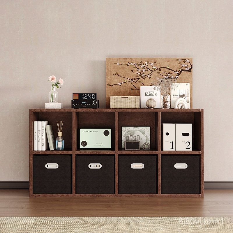 J-9/H&y Solid Wood Grid Cabinet with Drawer Basket Floor Bookshelf and ...