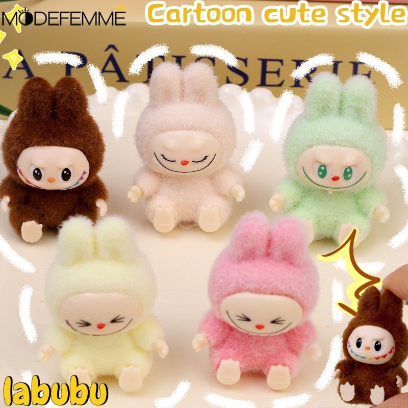 Labubu Mini Flocking Dolls - Cute Labubu Figurines - Car Dashboard ...