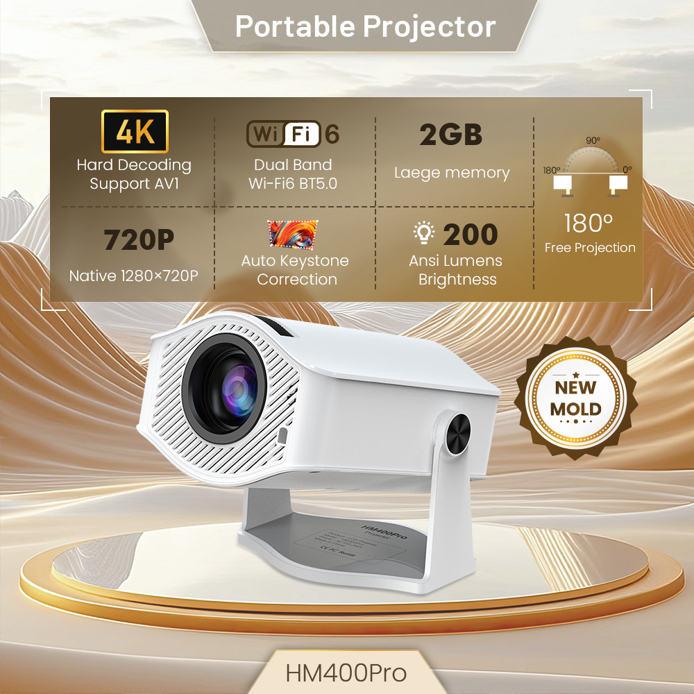 Salange HM400 Pro Mini Projector 200 ANSI 1280*720P Android 11 ...