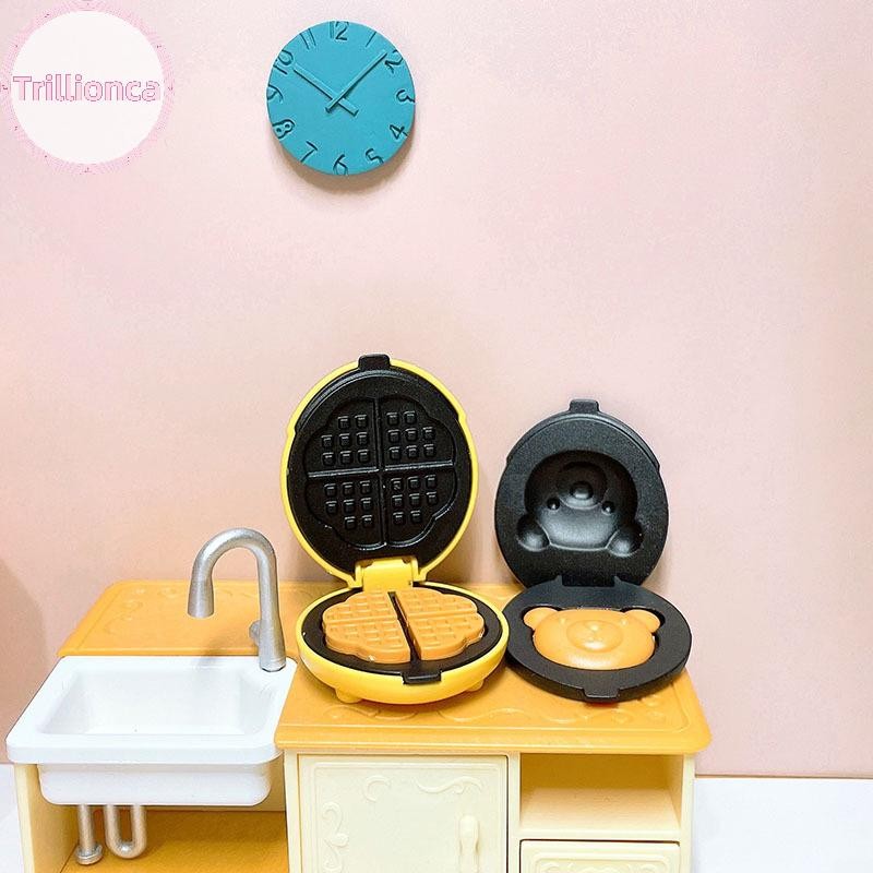 Trillionca 1:12 Mini Waffle Toaster Set Miniature Food Model Toys Scene ...