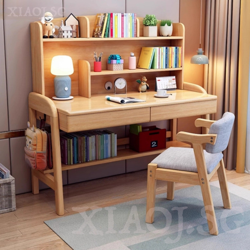 XJ Solid Wood Book Desk Children's Study Desk Simple Study Table with ...