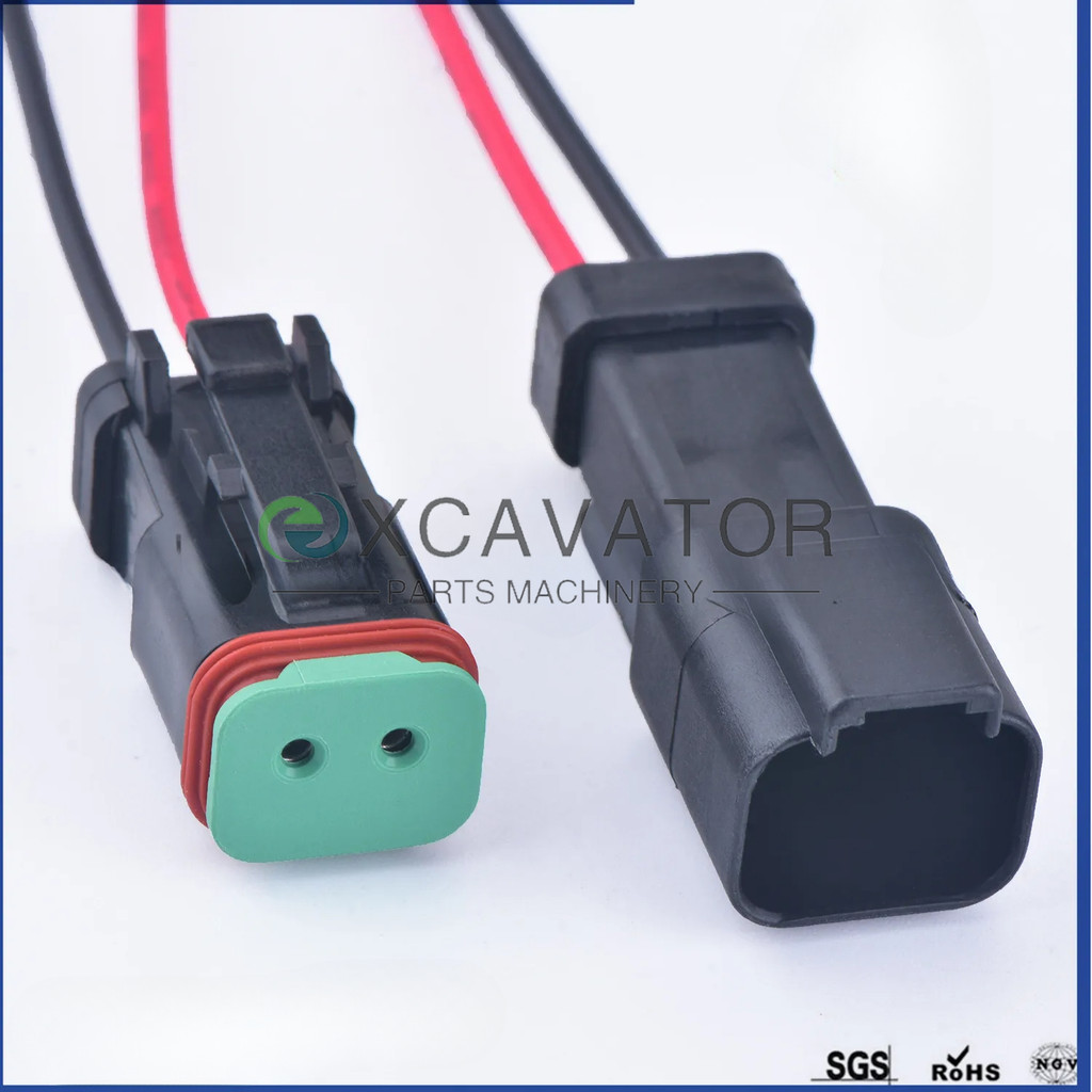 Deutsch DT series black 2 Pin Auto Waterproof Connector excavator headlight boom light Wire ...