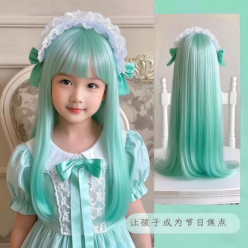 Rober Princess cos Wig Baby Light Pink Long Curly Hair Children Art ...