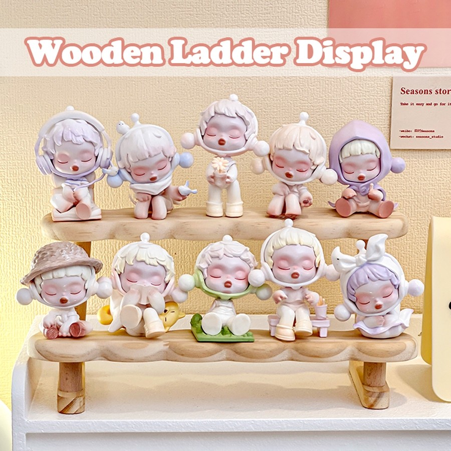 Popmart Display Stand 3/2 Tiers Wooden Ladder Display Rack Figurine ...