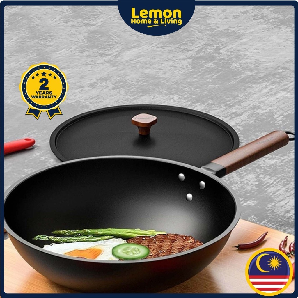 🍋 5.1L Cast Iron Frying Pan with Nitride Layer Coating Anti Rust ...