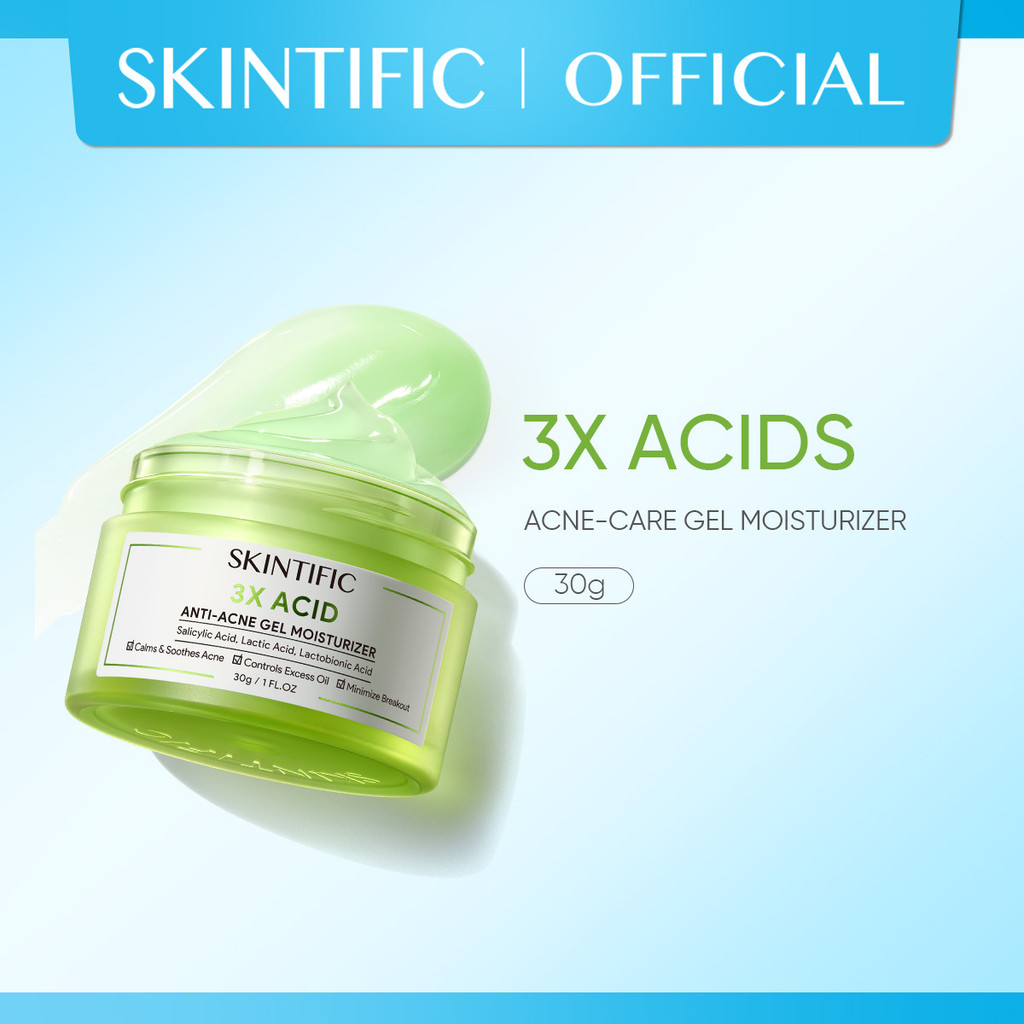 SKINTIFIC 3X Acid Anti-Acne GEL Moisturiser Cream 30g | Shopee Singapore