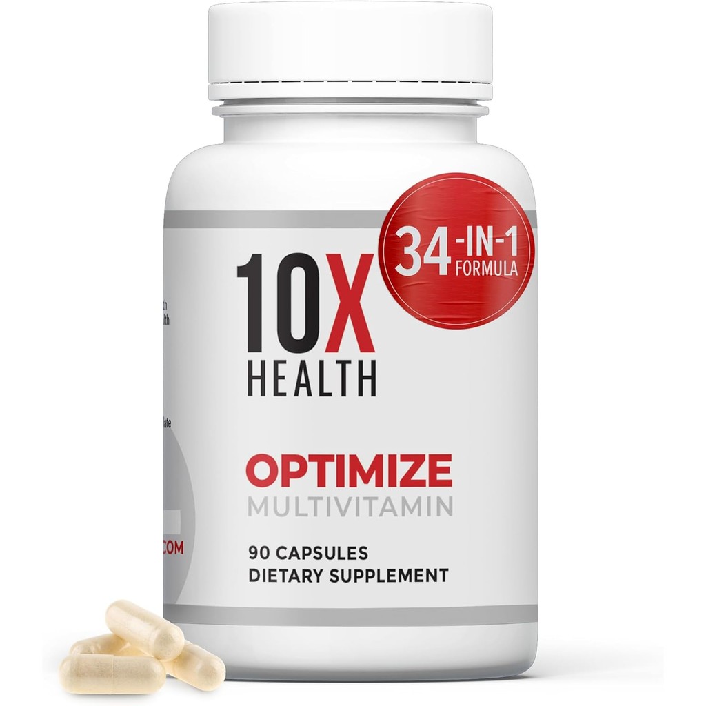 10X Health Optimize Methylated Multivitamin for Men & Women - 34 in 1 ...