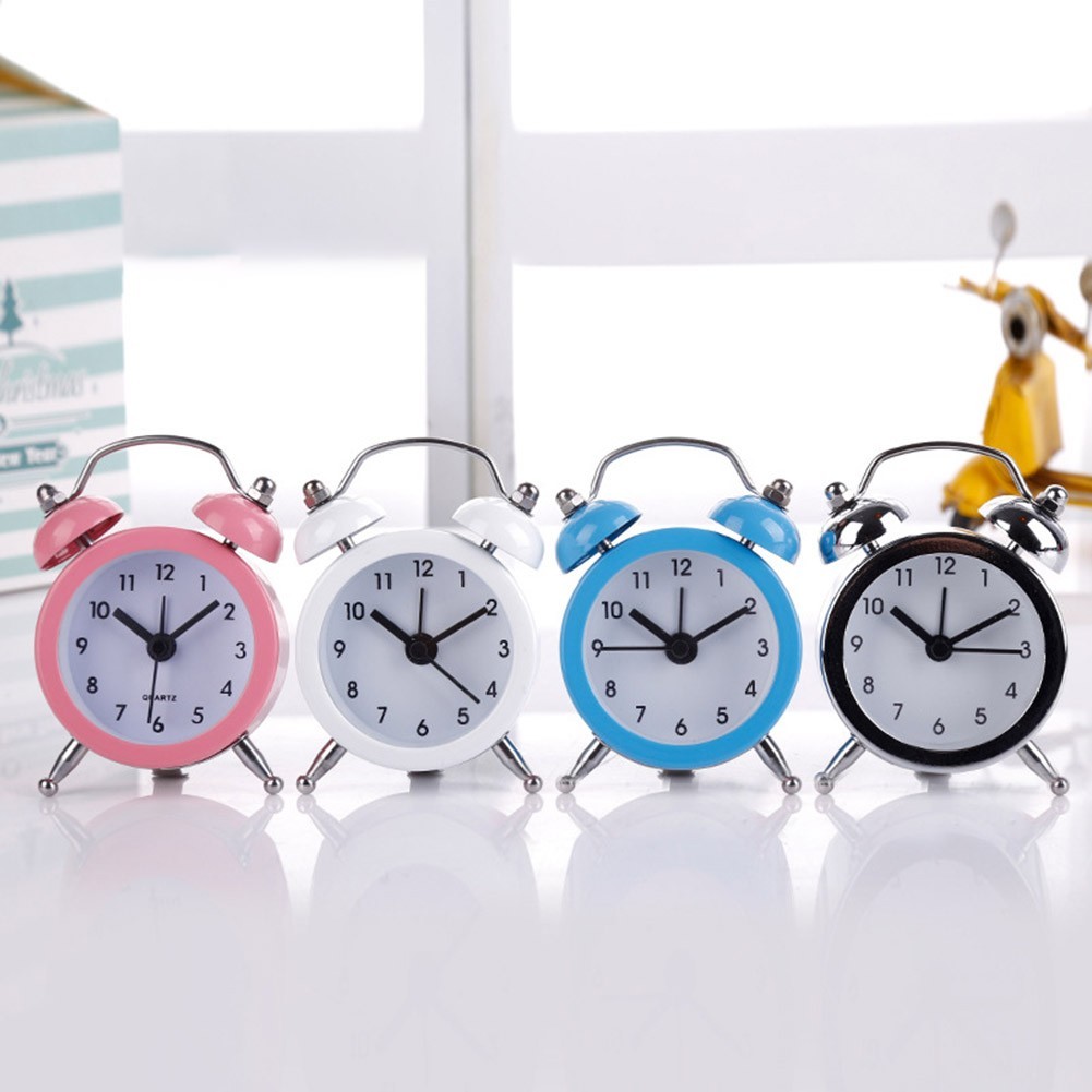 ANE Classic Double Bell Mini Alarm Clock Quartz Movement Bedside Night ...
