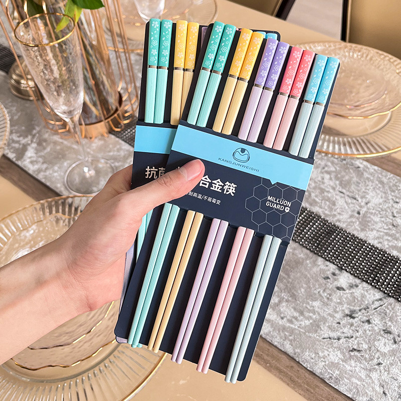 5 Pairs Dining Chopsticks Non-slip High Temperature Resistant High ...