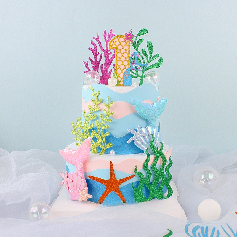 [Spot] High-quality Ocean Cake Decoration Seaweed Shell Mermaid ...