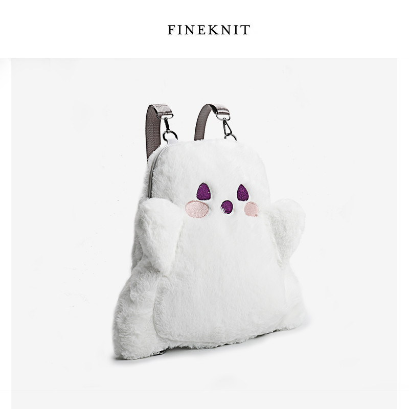 [fineknit] Cartoon Cute Girl Doll White Ghost Backpack Grimace Doll Bag ...