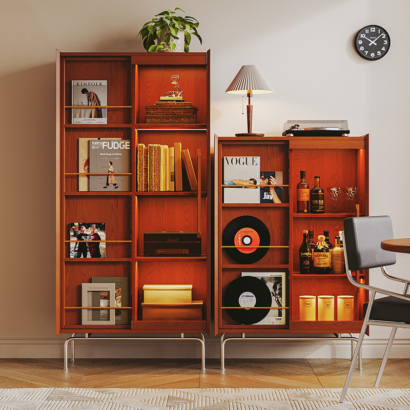 M-6/Retro Solid Wood Bookcase Study Magazine Cabinet Locker Home Living ...