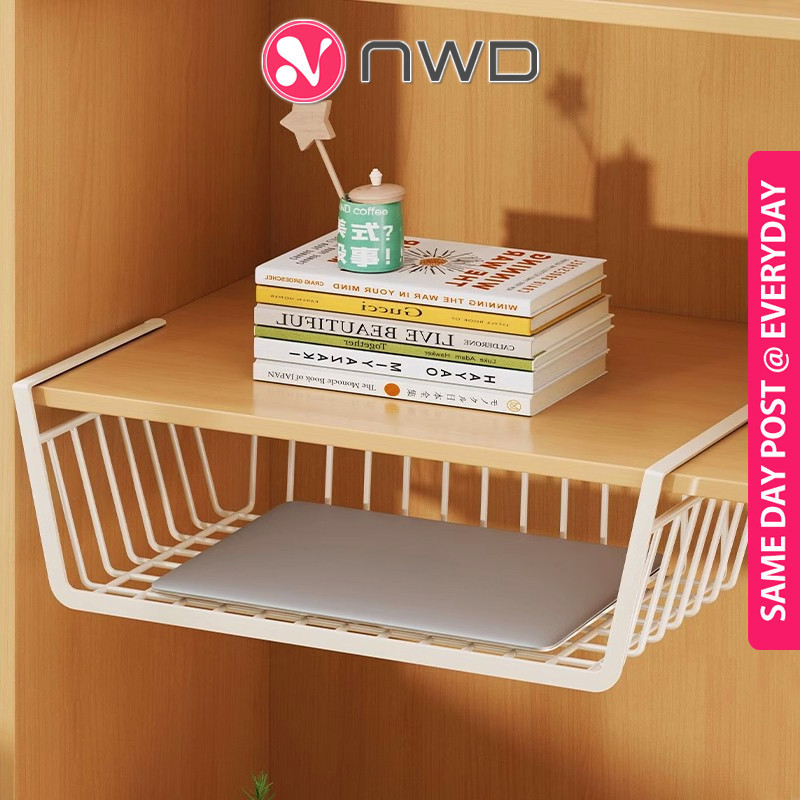 𝗨𝗧𝗜𝗟𝗜𝗭𝗘 𝗦𝗣𝗔𝗖𝗘 》 Under Table Shelf Hanging Rack Kitchen Pantry Storage ...