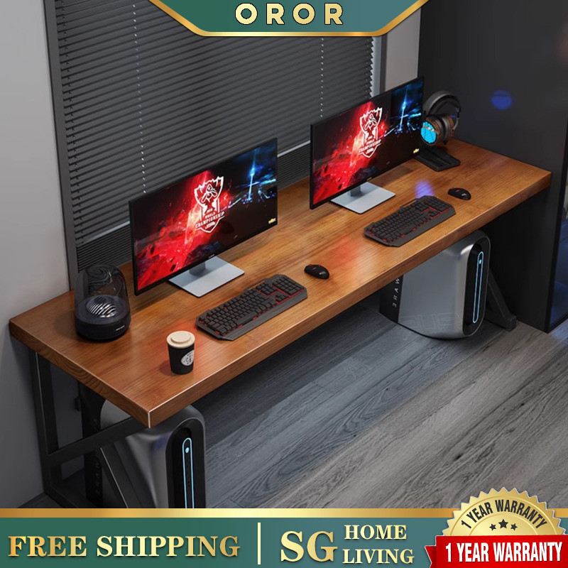 OROR Solid Wood Large Board Computer Table Study Table Bedroom Office ...