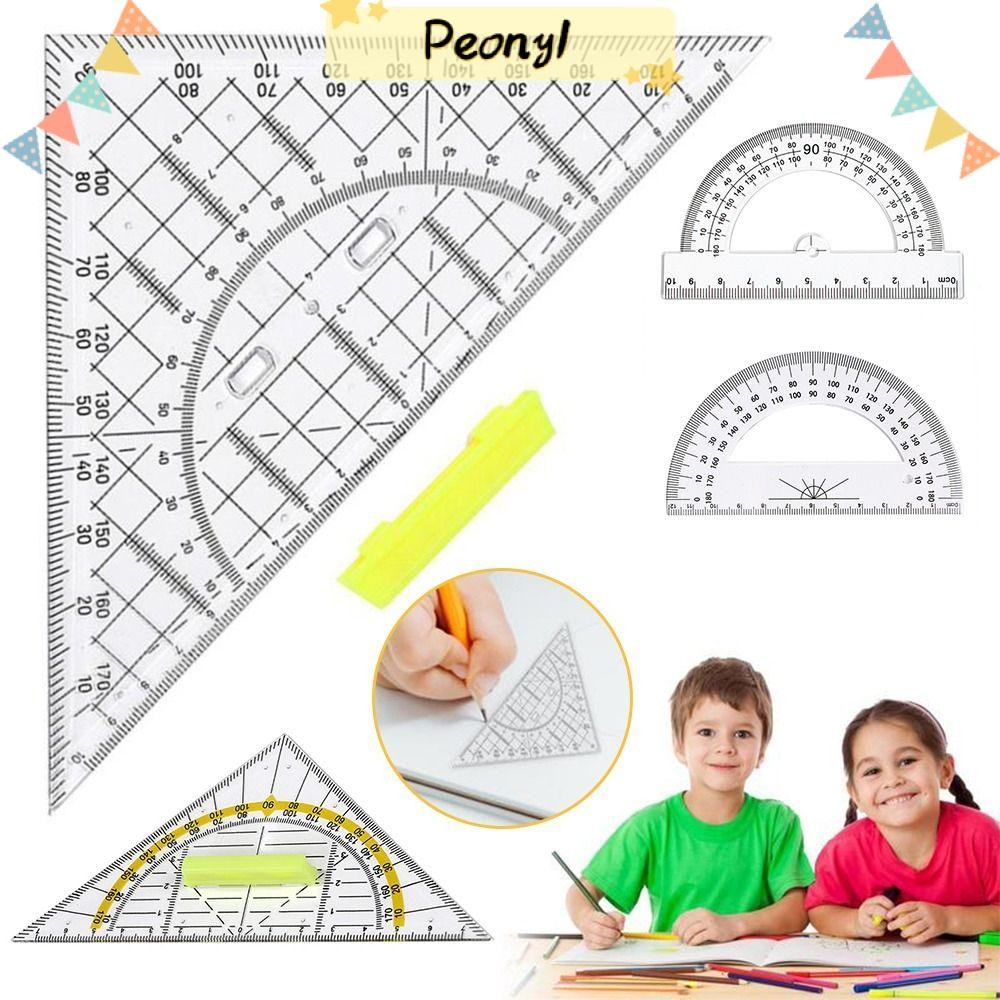 PDONY Set Square, Plastic Transparent Triangle Ruler, Multi-function ...