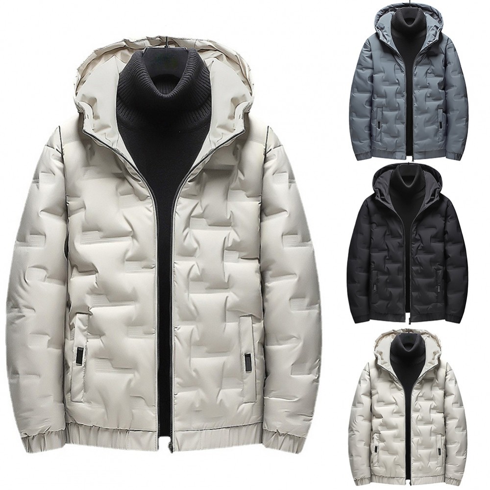 Winter Warm Puffer Jacket with Hood for Men Casual and Quilted Outdoor ...