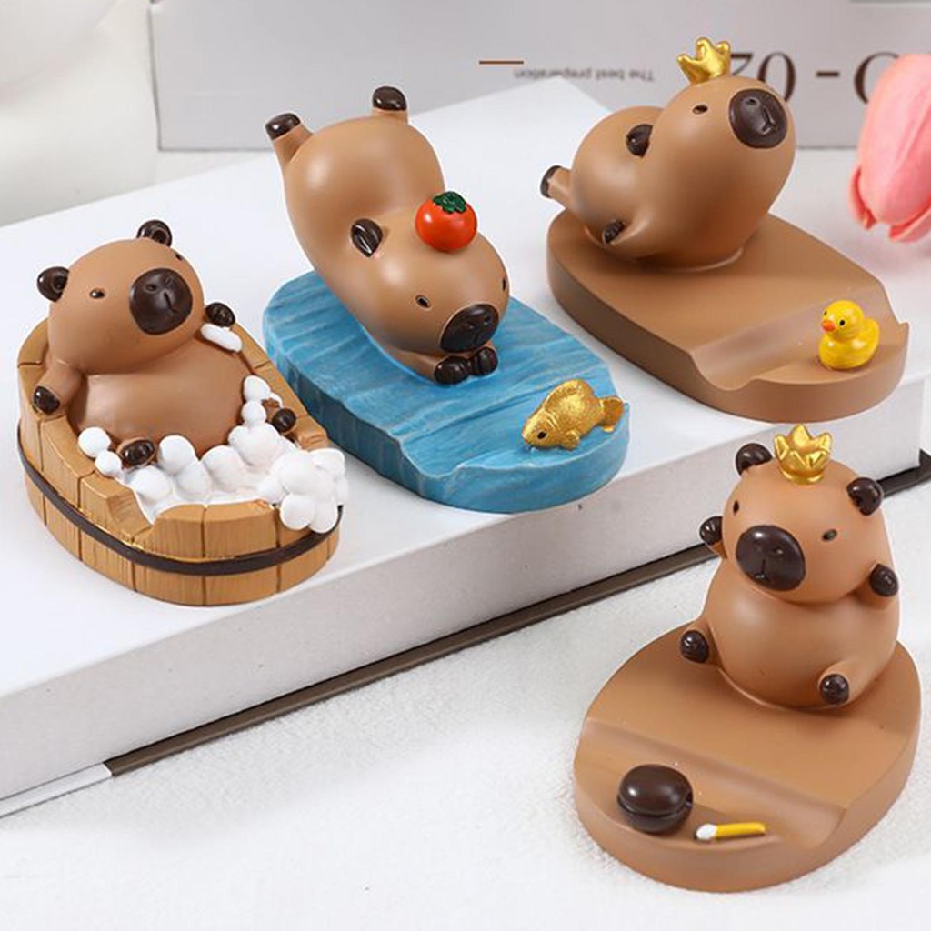 Creative Resin Capybara Doll Phone Stand Portable Cartoon Desktop Lazy ...
