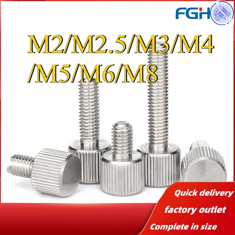 304 Stainless Steel Knurled Hand Screw Bolt M2/M2.5/M3/M4/M5/M6/M8 (YL ...