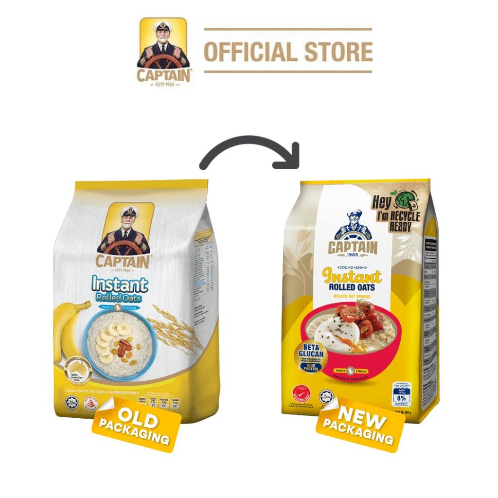Captain Instant Rolled Oats 800g - Expiry Date: 20/1/2027 | Shopee ...